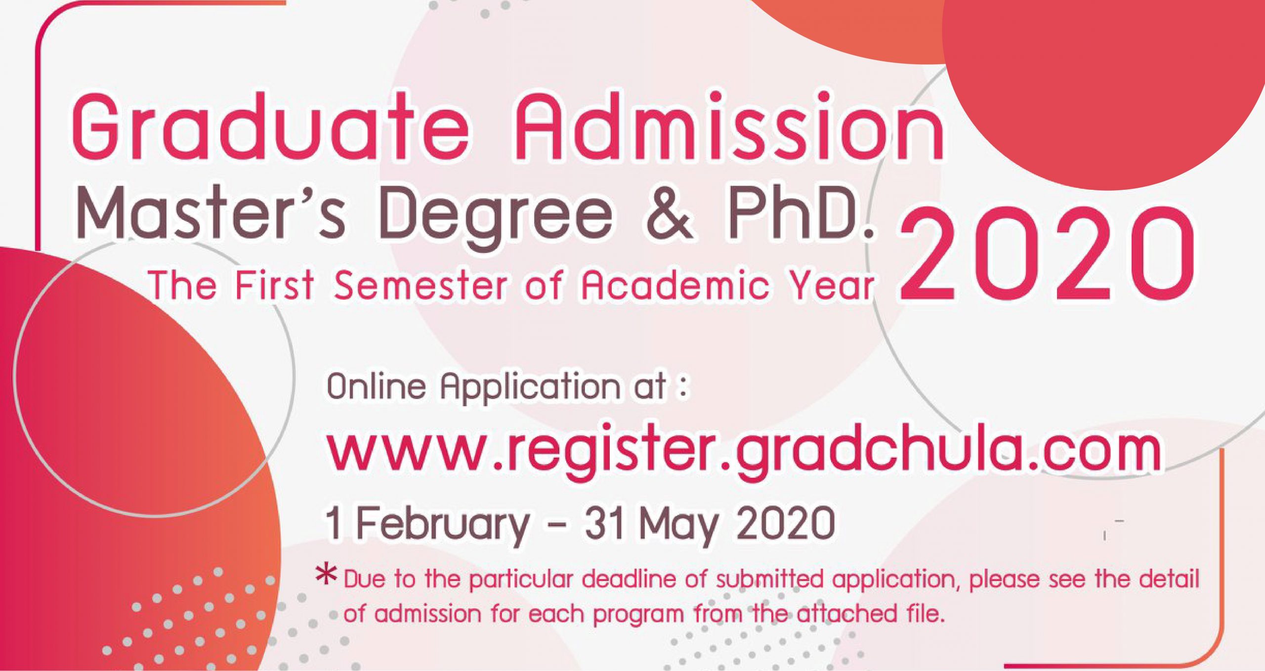 Graduate School Admission for Master & Doctoral Degrees 2020 ...