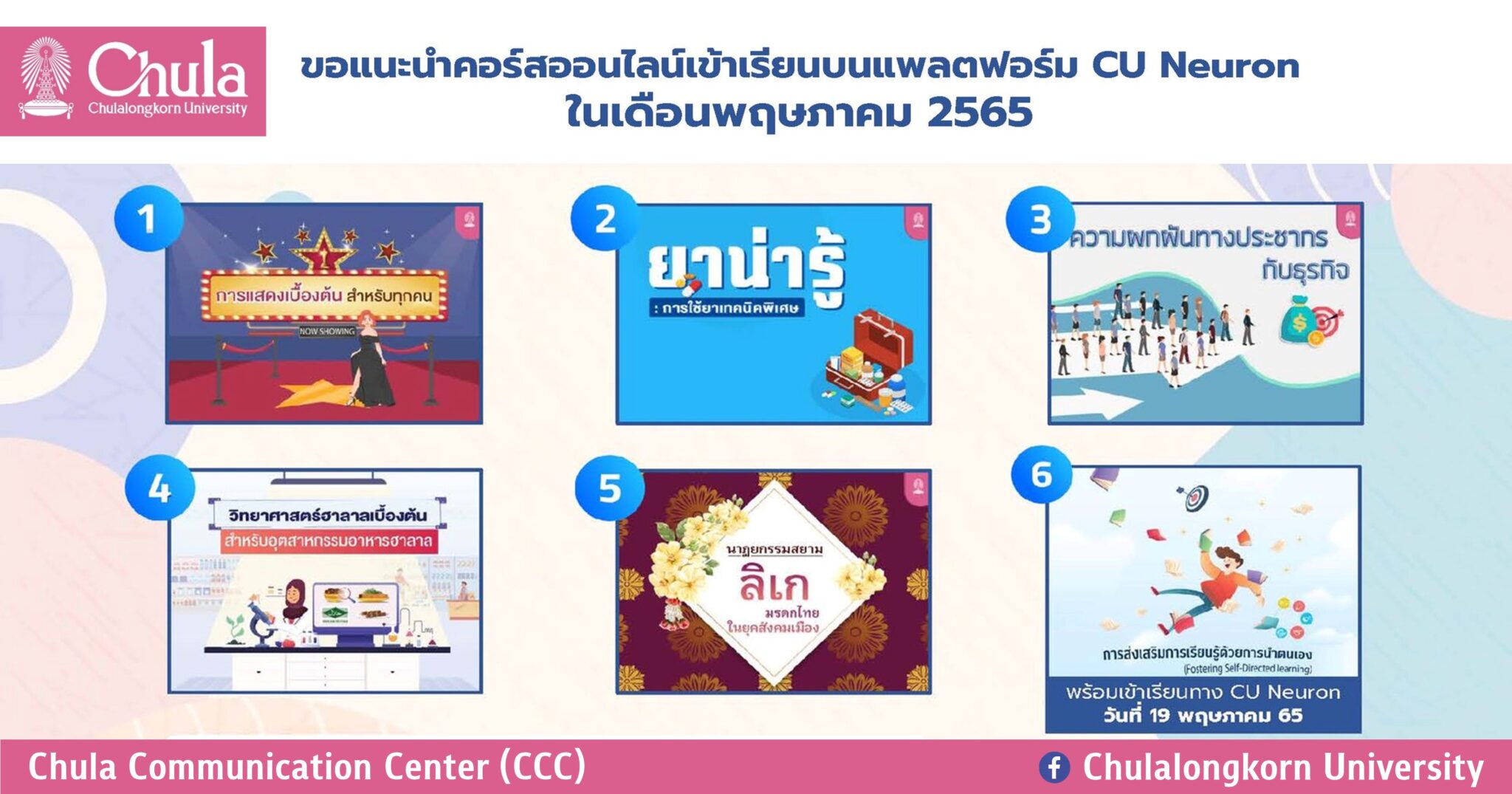 เรียนรู้ออนไลน์ไม่จำกัดกับ CU Neuron เดือนพฤษภาคม 2565 – จุฬาลงกรณ์มหาวิทยาลัย