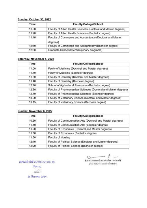Chula Commencement Schedule 2021 – Chulalongkorn University