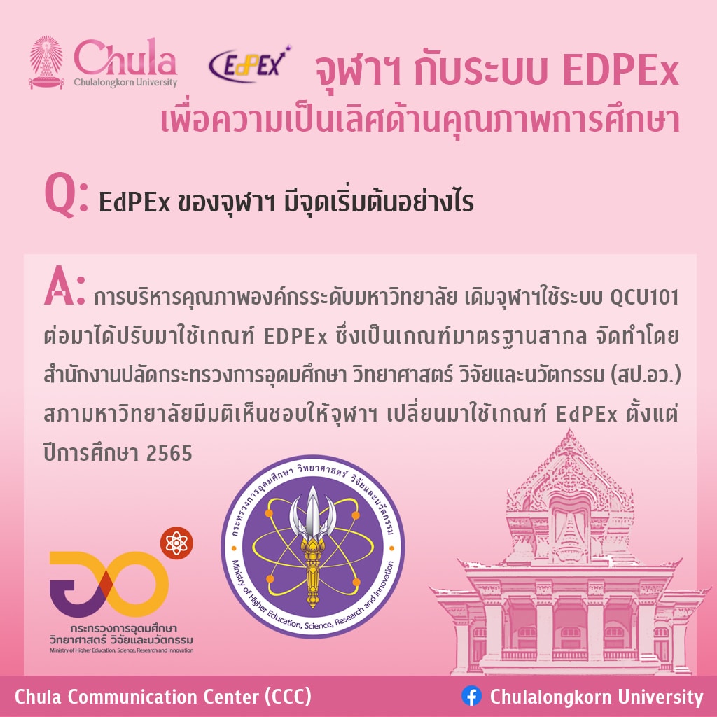 จุฬาฯ กับระบบ EDPEx เพื่อความเป็นเลิศด้านคุณภาพการศึกษา พัฒนาการบริหารจัดการ เท่าทันการเปลี่ยน ...