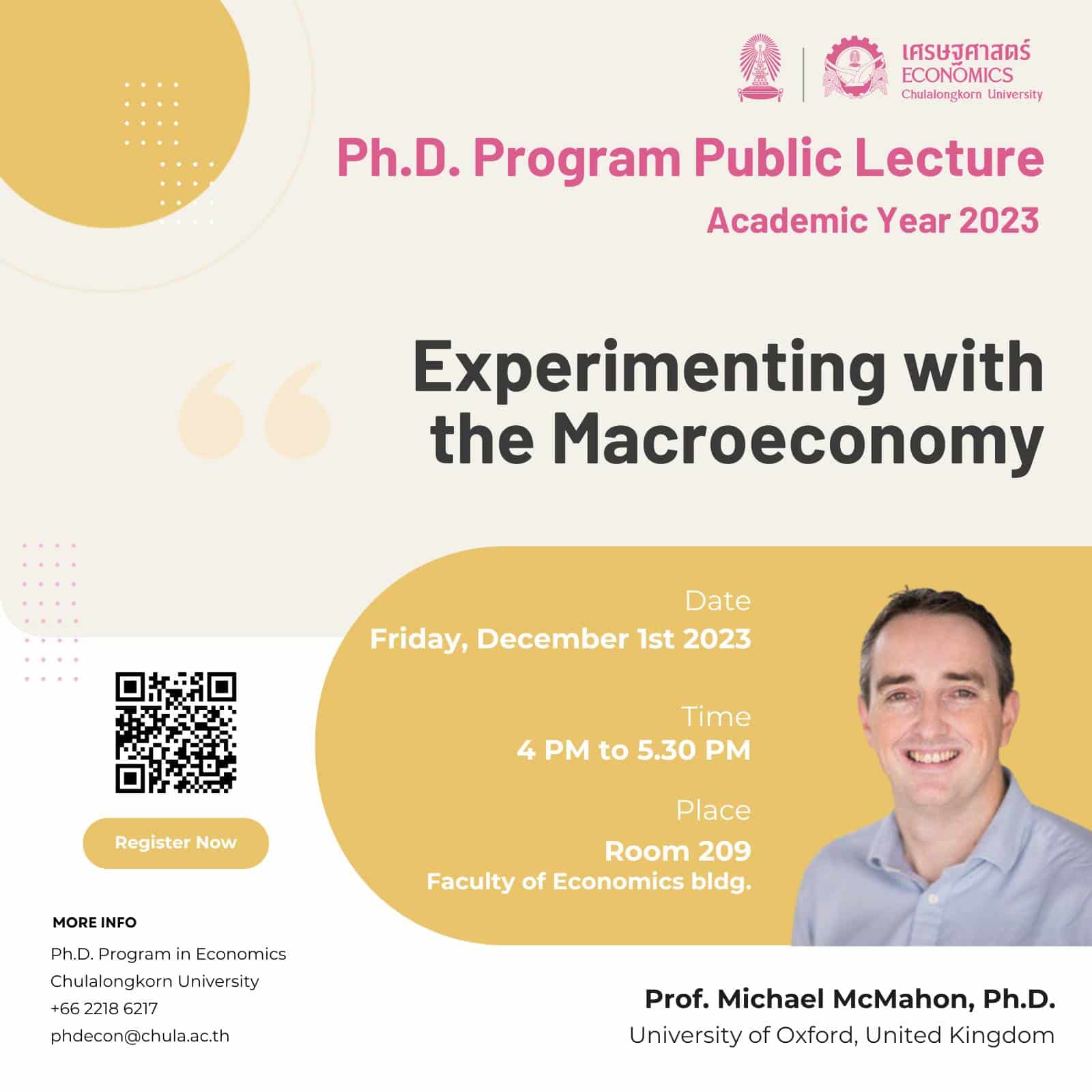 Public Lecture on "Experimenting with the Macroeconomy" – Chulalongkorn ...