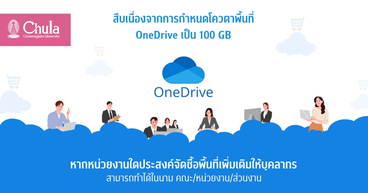 หน่วยงานสามารถจัดซื้อพื้นที่ OneDrive เพิ่มเติมให้บุคลากรจุฬาฯ ได้แล้ว